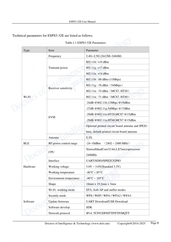 ESPS3-32E-N16R8 datasheet page 5