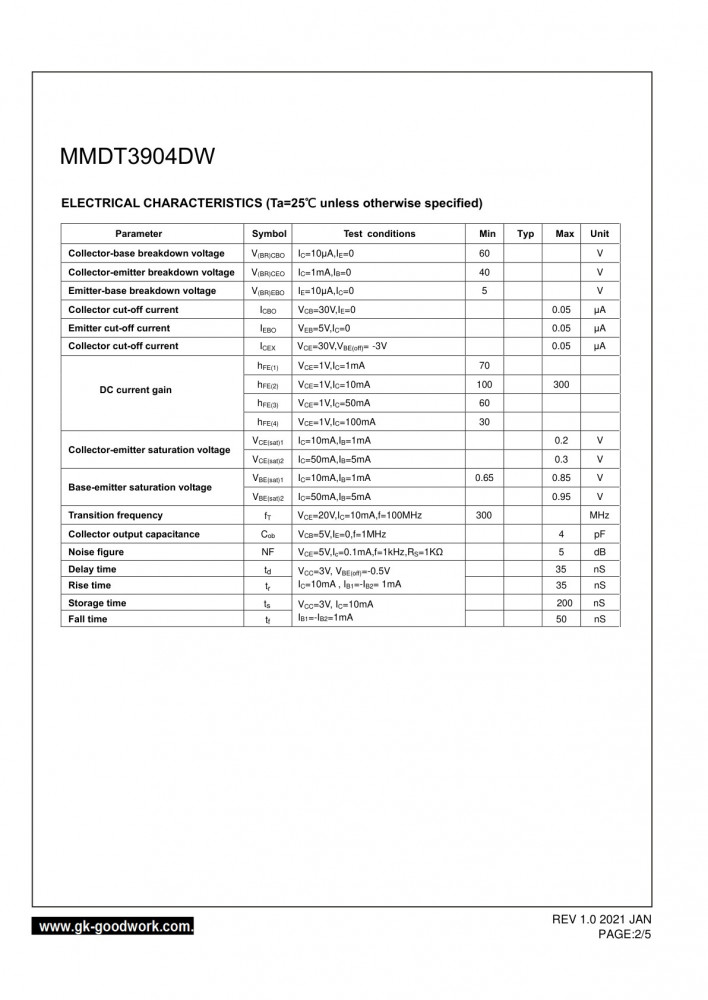 MMDT3904DW technical document page 2