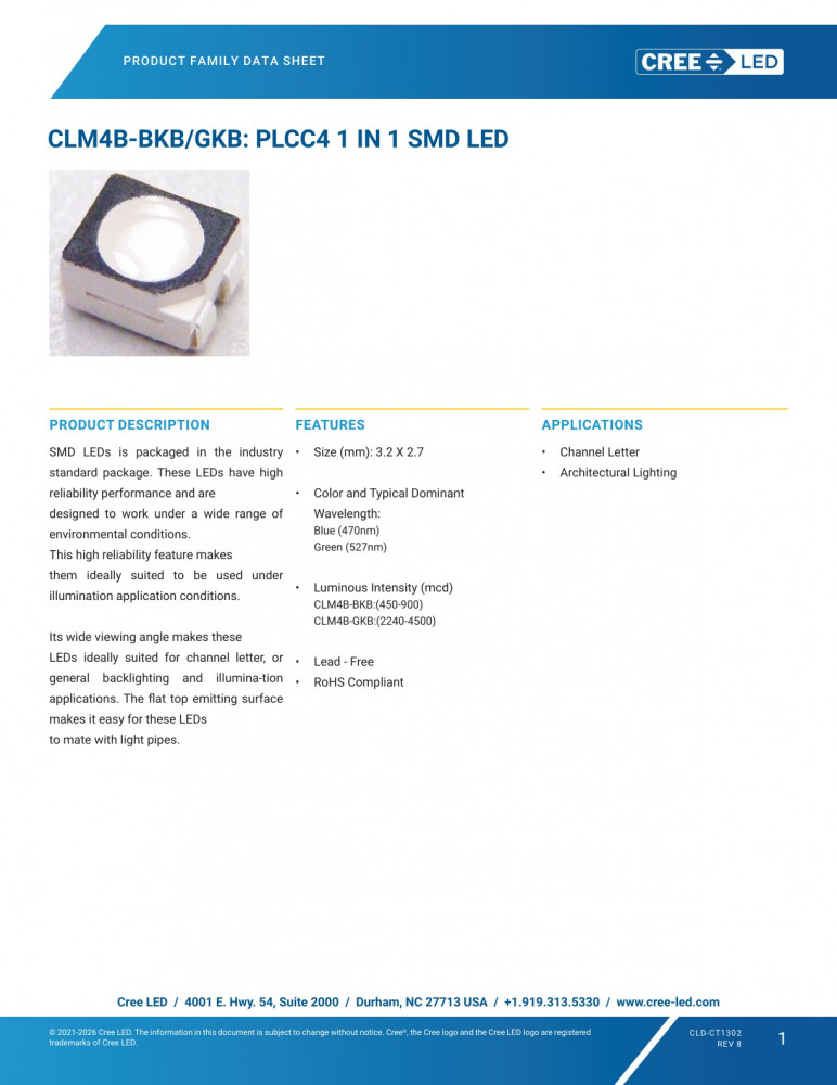 CLM4B-GKB product document page 1