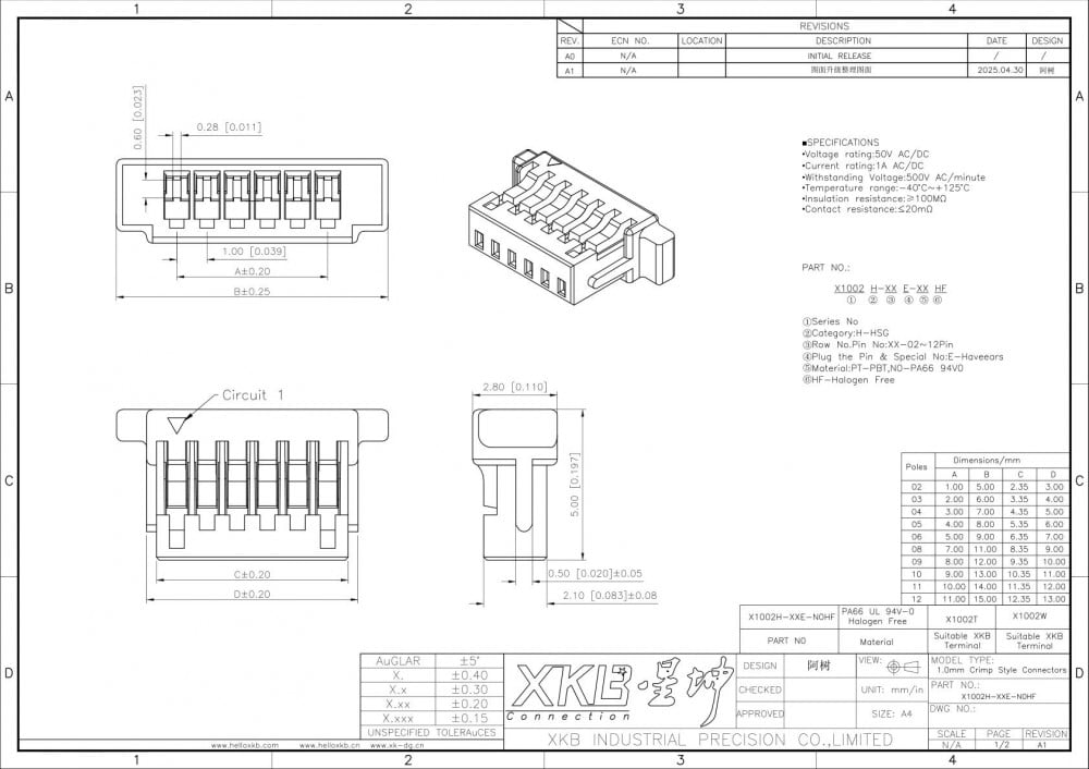 X1002H-05E-N0HF technical document page 1