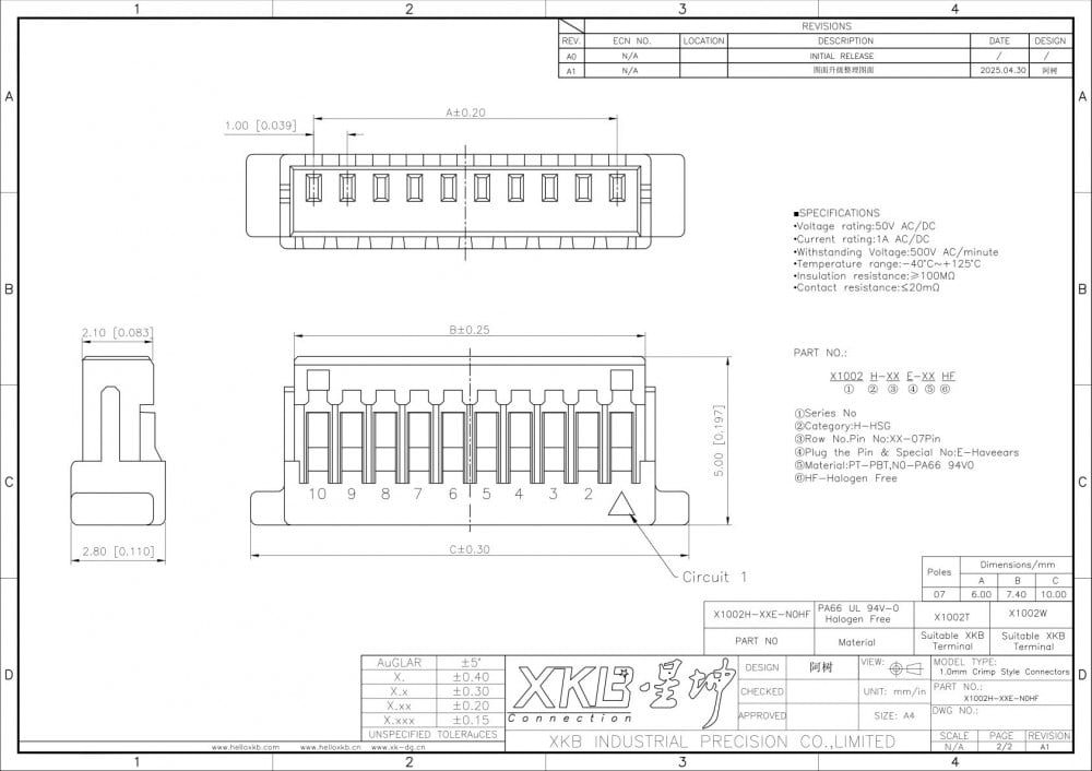 X1002H-05E-N0HF technical document page 2