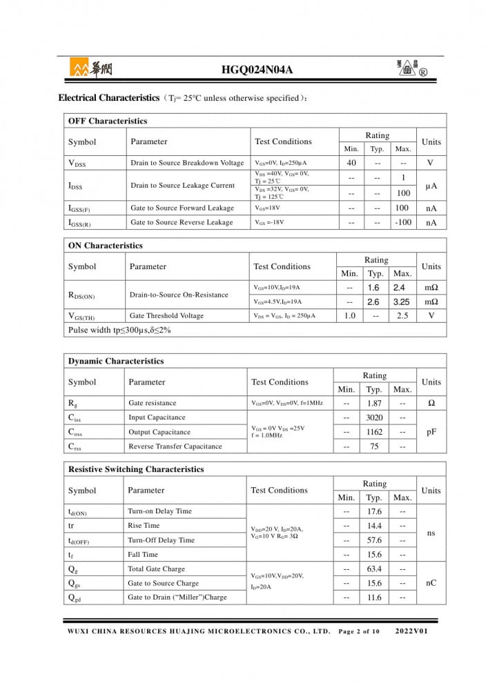 HGQ024N04A datasheet page 2