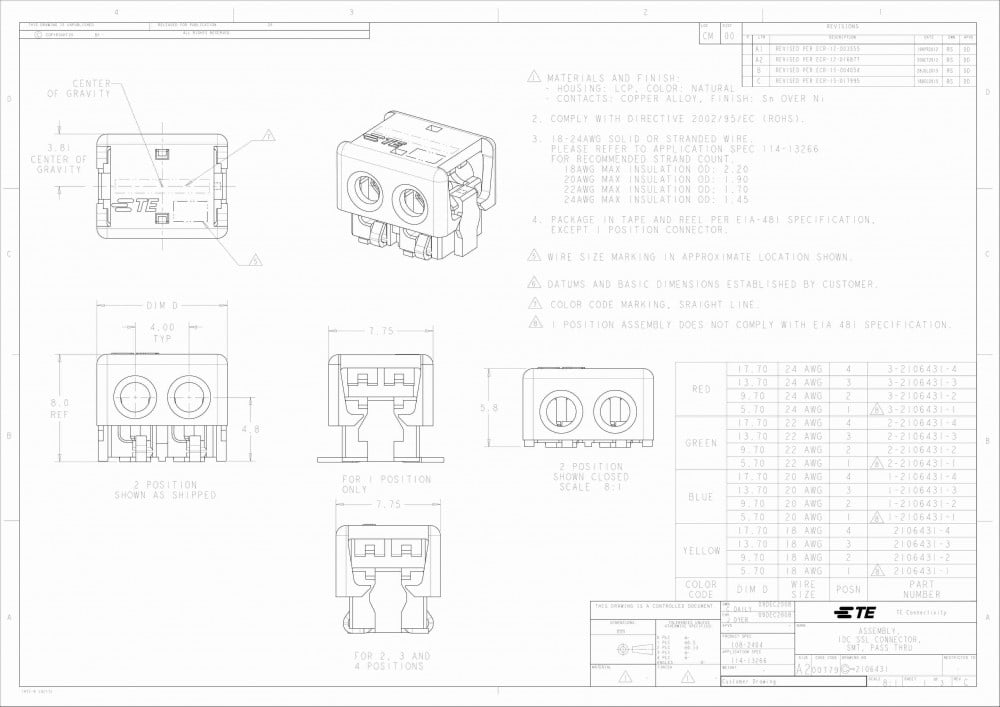 TE Connectivity 1-2106431-1 drawing page 1