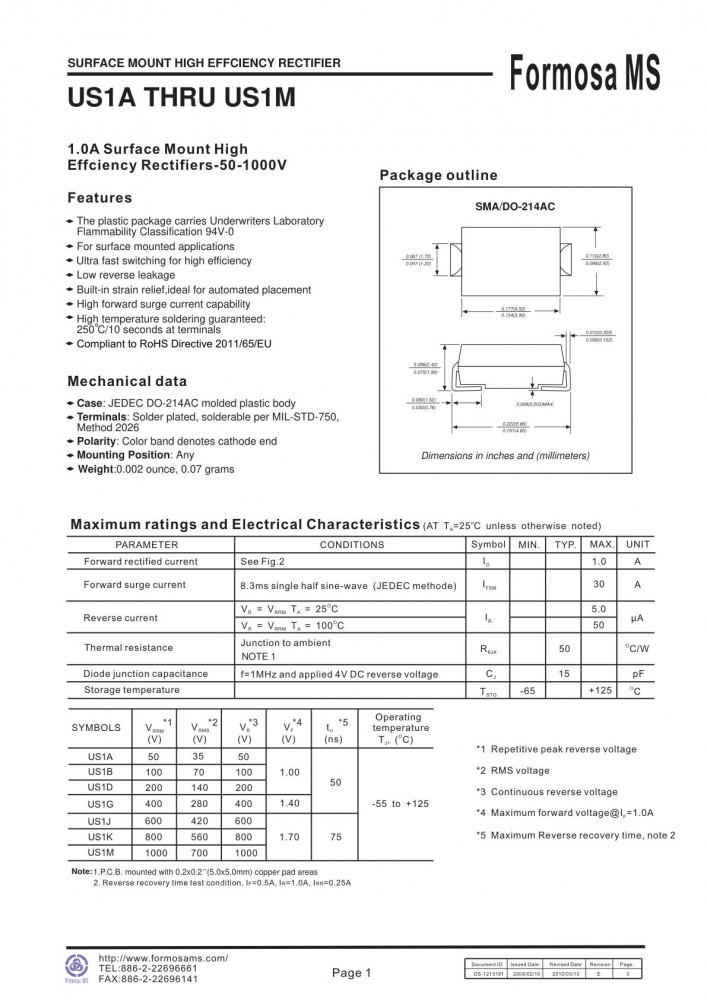 FMS US1G datasheet page 1