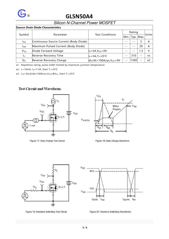 GL5N50A4 datasheet page 3