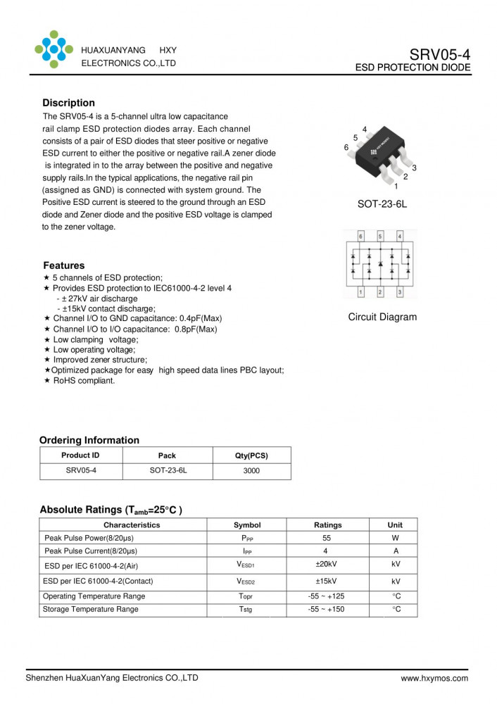 SRV05-4-HXY datasheet page 1