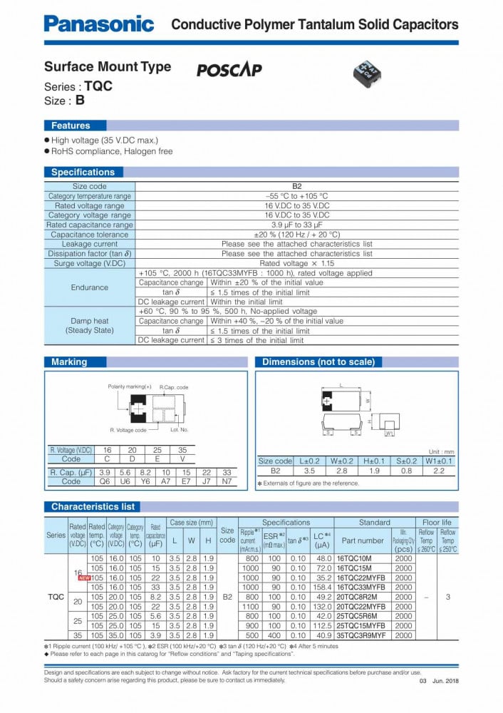 Panasonic TQC series technical document page 1