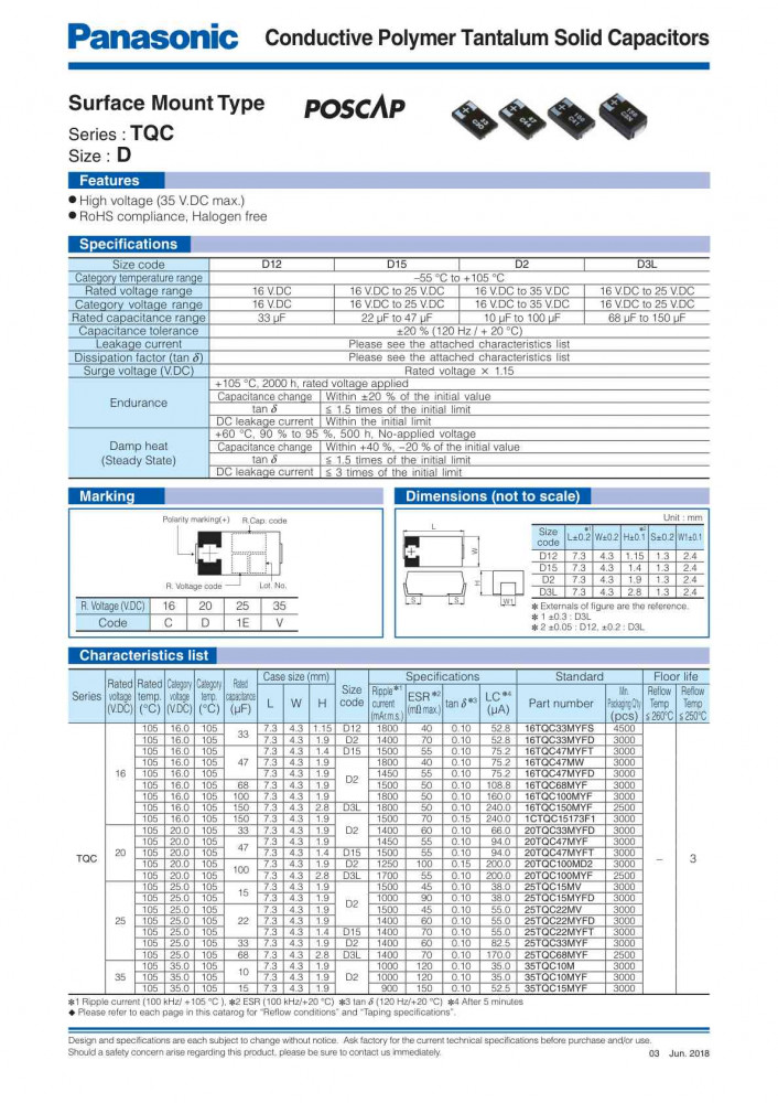 Panasonic TQC series technical document page 2