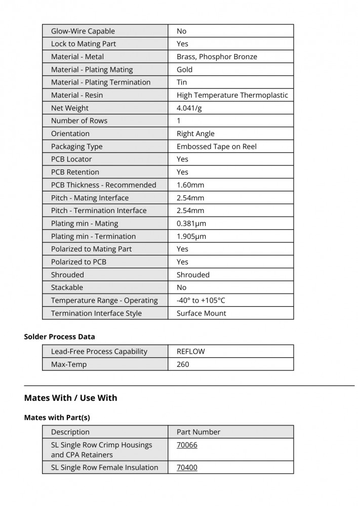 MOLEX SL product specification page 3