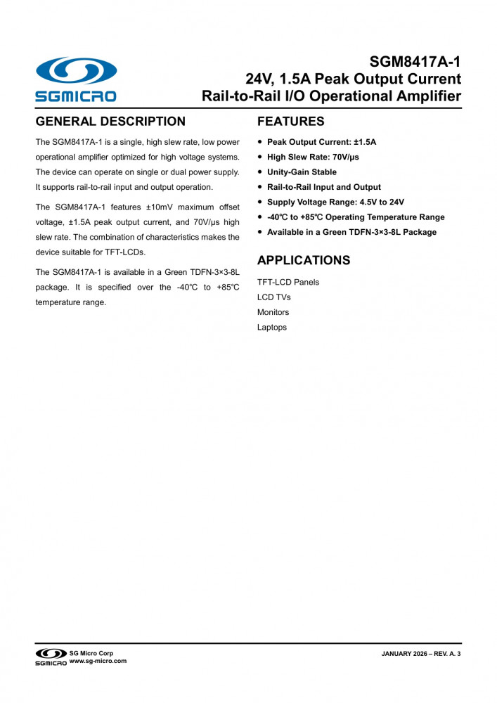 SGM8417A-1 technical document page 1