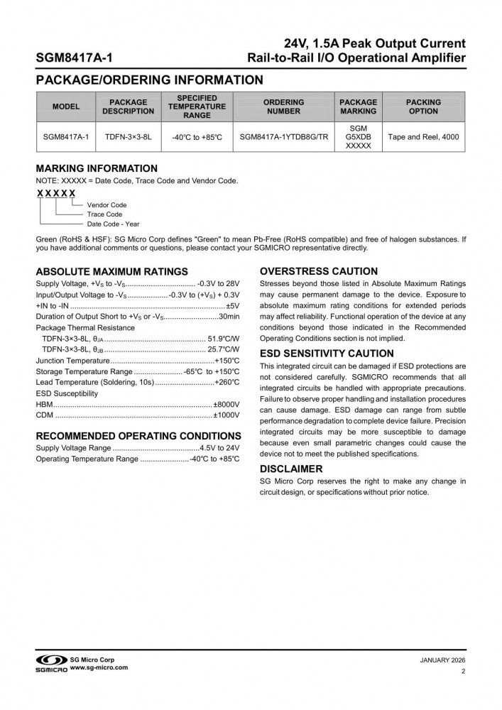 SGM8417A-1 technical document page 2