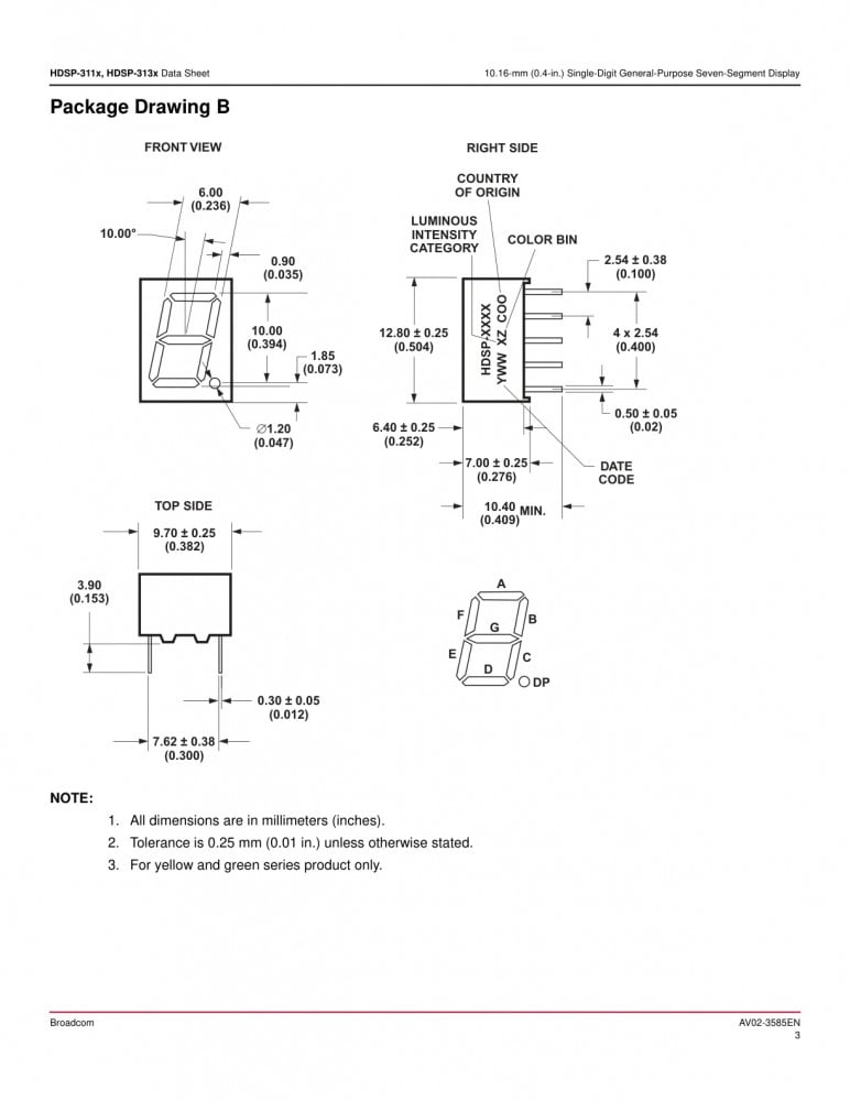 HDSP-313A datasheet page 3