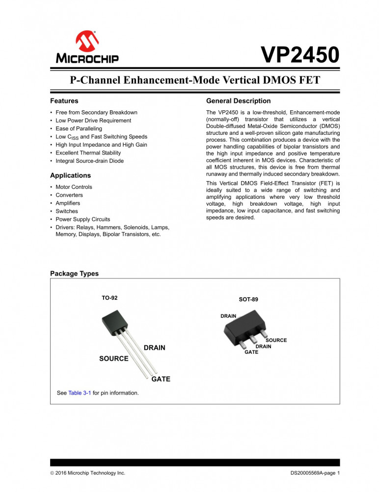 VP2450 datasheet page 1