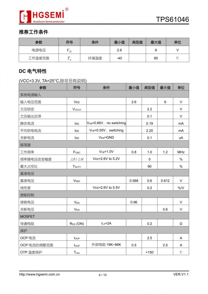TPS61046M6/TR datasheet page 4
