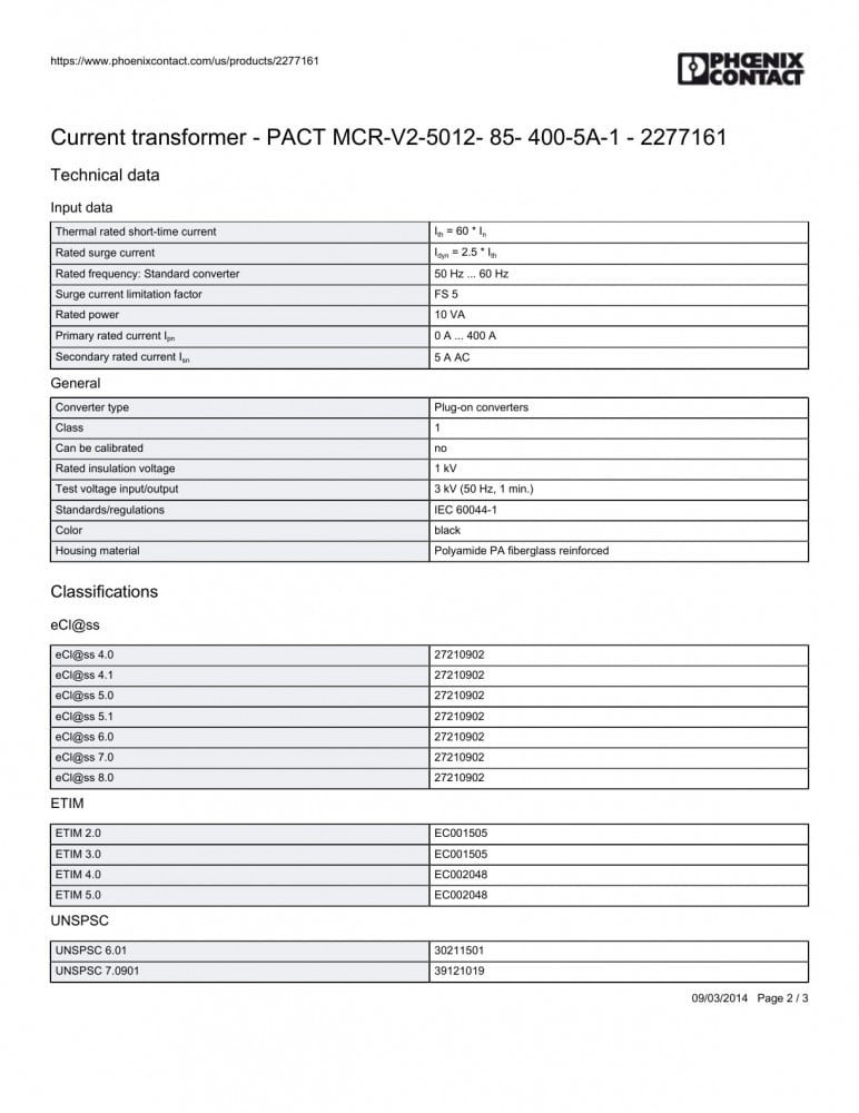 Phoenix Contact 2277161 product documentation page 2
