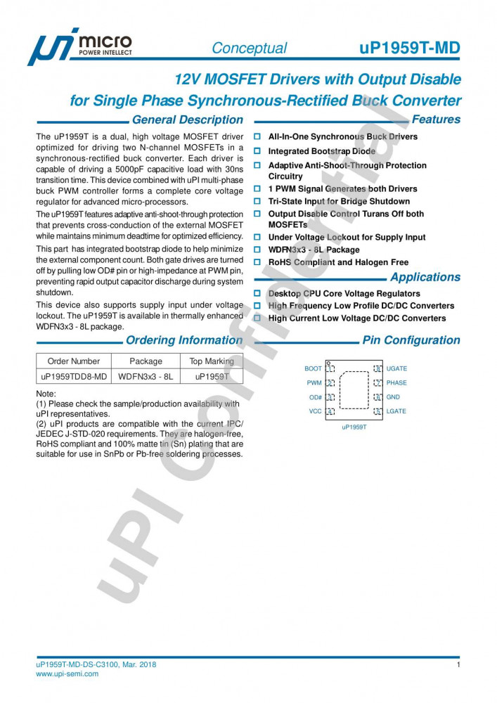 UP1959TDD8-MD datasheet page 1