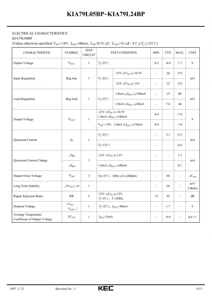 KIA79L05BP-AT/P datasheet page 4