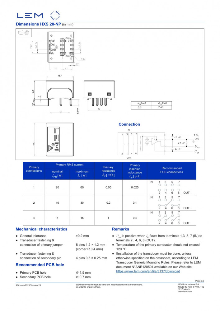 LEM HXS 20-NP datasheet page 3