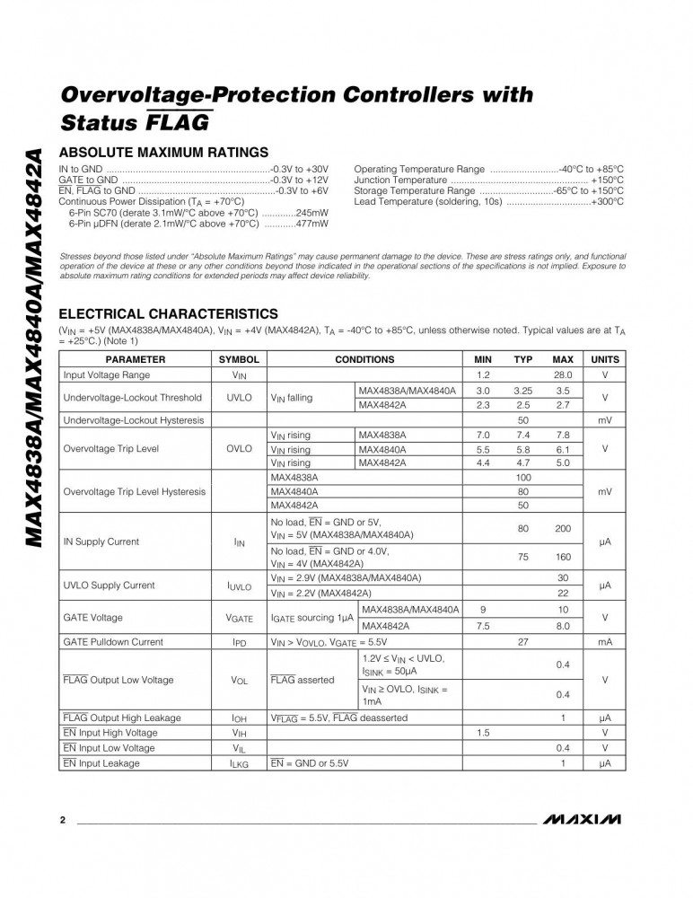 MAX4840A datasheet page 2