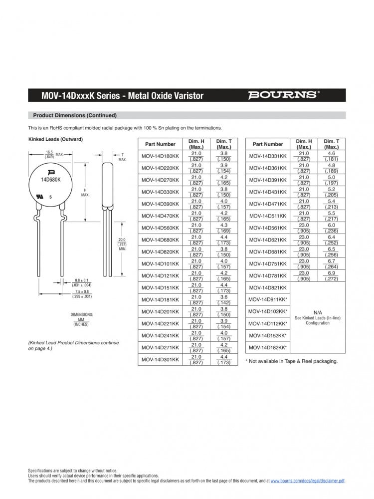 BOURNS MOV-14DxxxK datasheet page 3