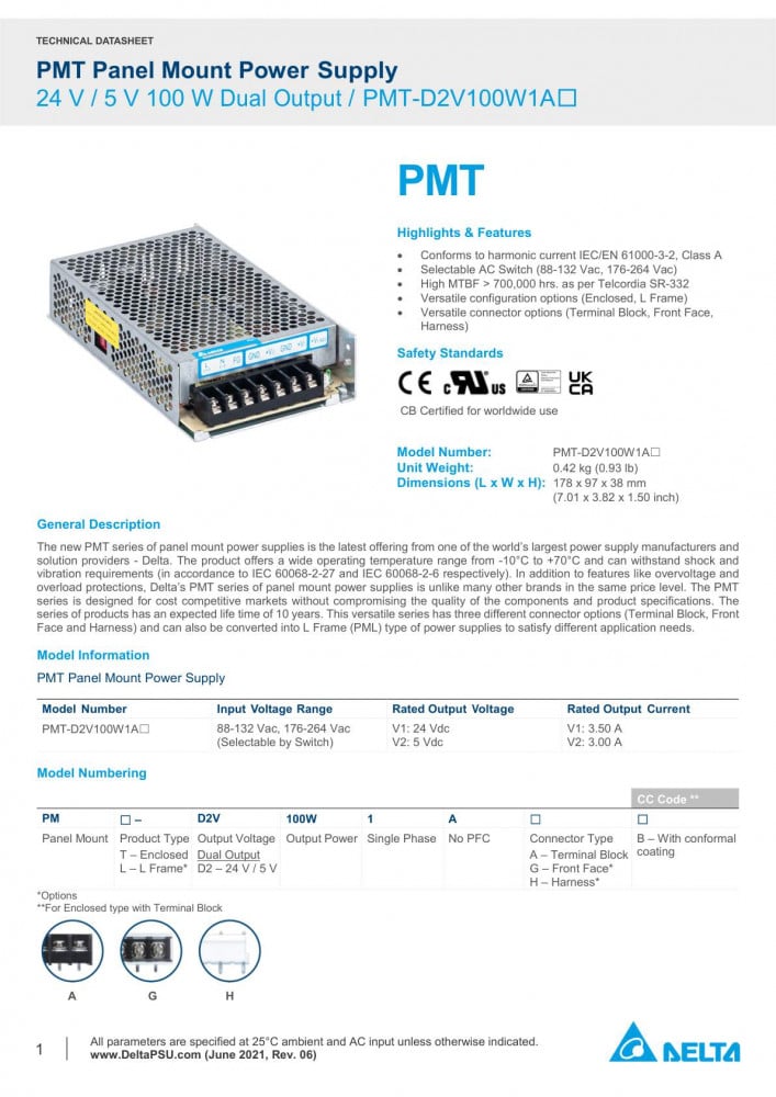 PMT-D2V100W1AH datasheet page 1