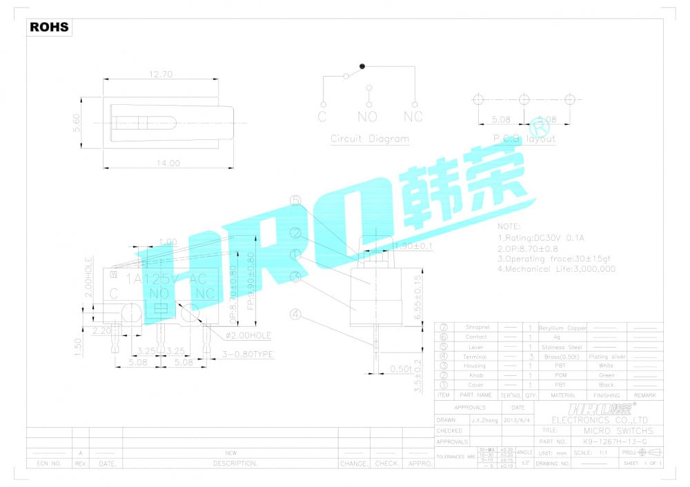 K9-1267H-13-G technical drawing page 1