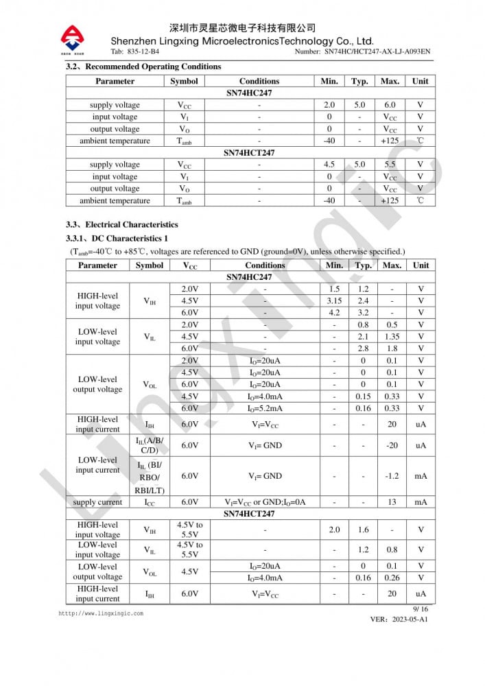 SN74HC247N(LX) datasheet page 9