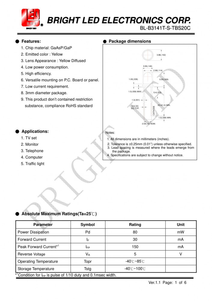 BL-B3141T-S-TBS20C datasheet page 1