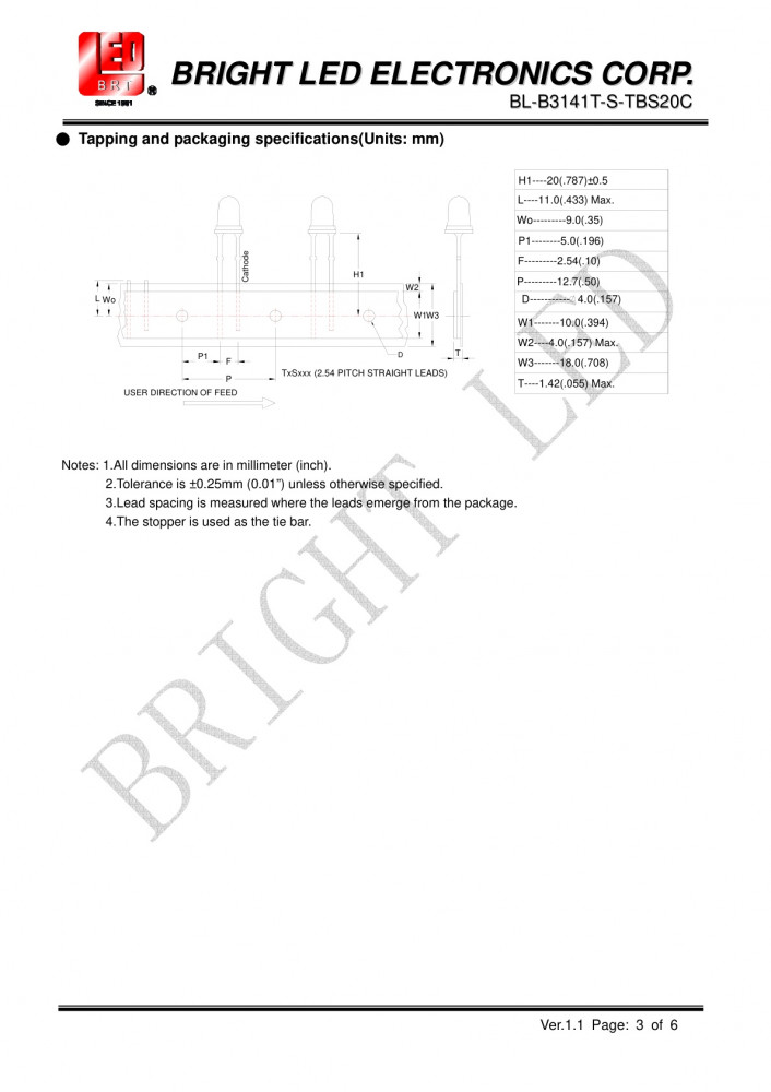 BL-B3141T-S-TBS20C datasheet page 3