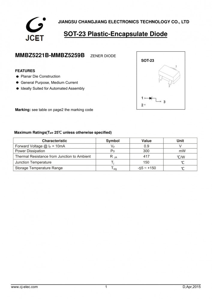 MMBZ5230B datasheet page 1
