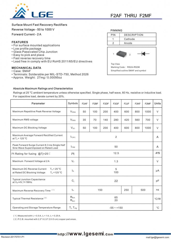 LGE F2MF datasheet page 1