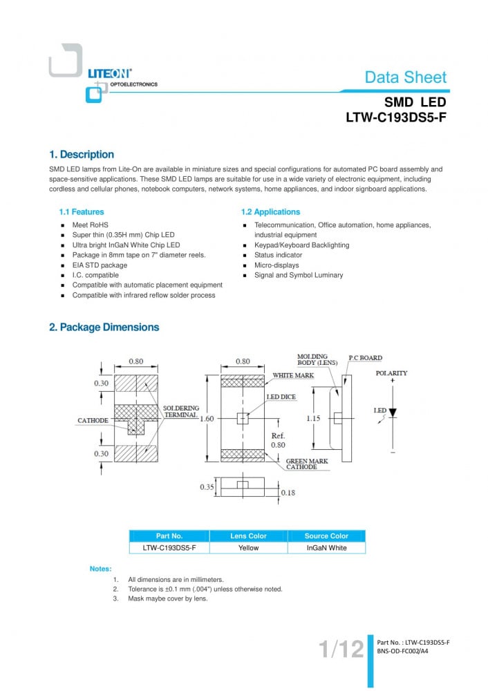 LTW-C193DS5-F datasheet page 2