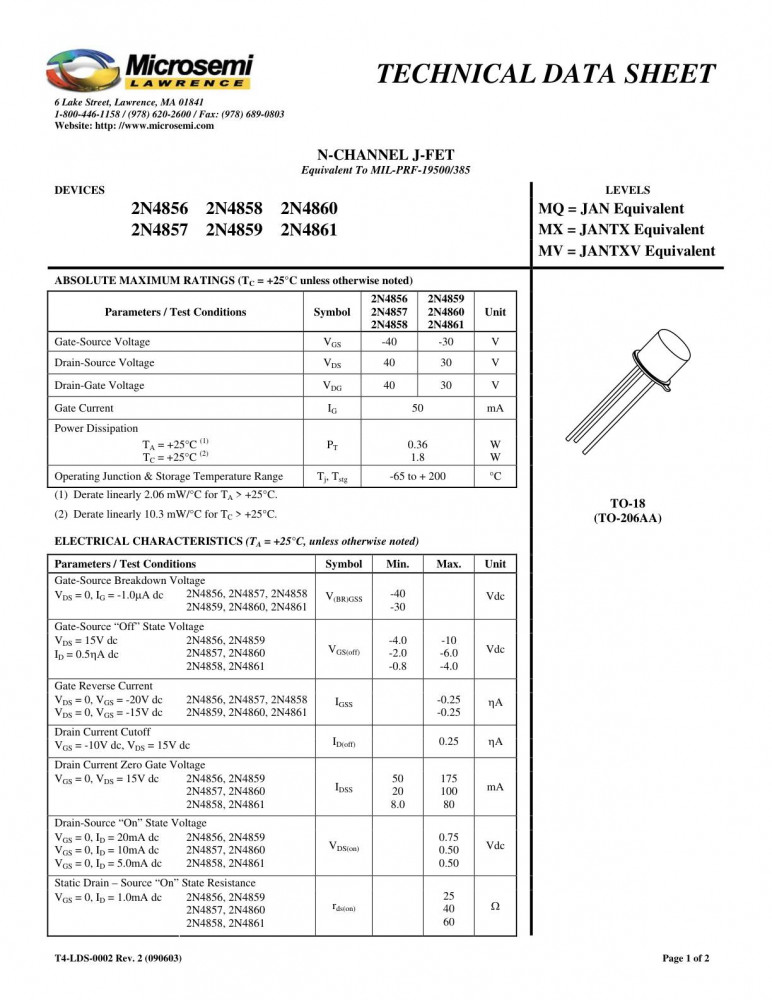 MV2N4856 technical document page 1