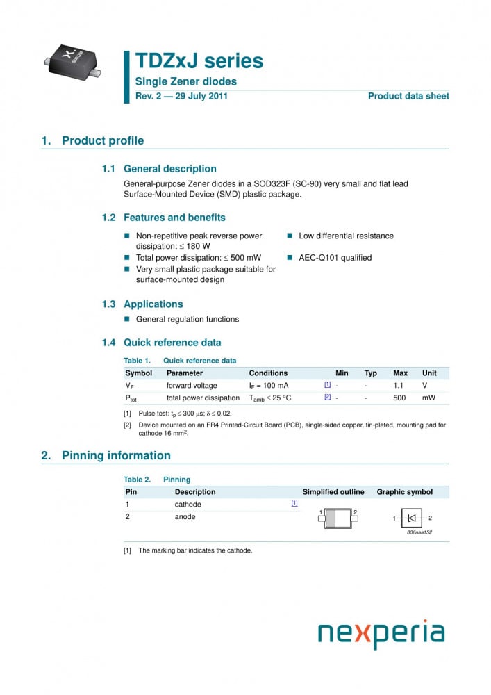 TDZ30J datasheet page 1