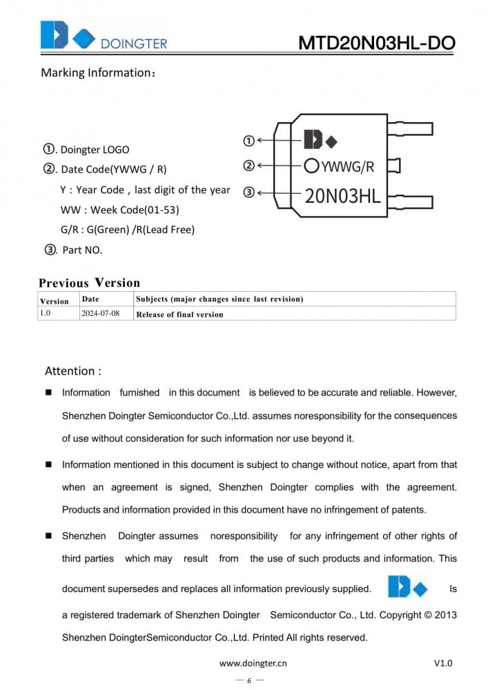 MTD20N03HL-DO datasheet page 6