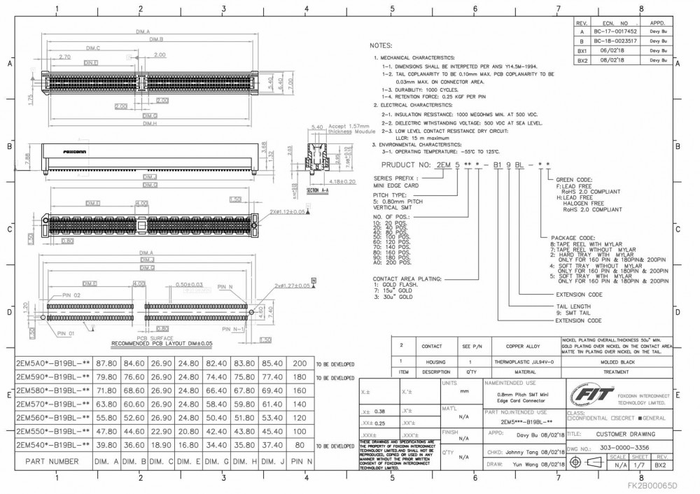 FOXCONN 2EM5A07-B19BL-5F drawing page 1