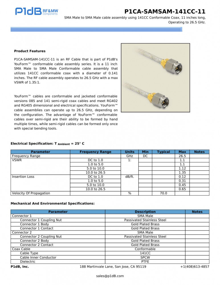 P1CA-SAMSAM-141CC-11 product document image, page 1