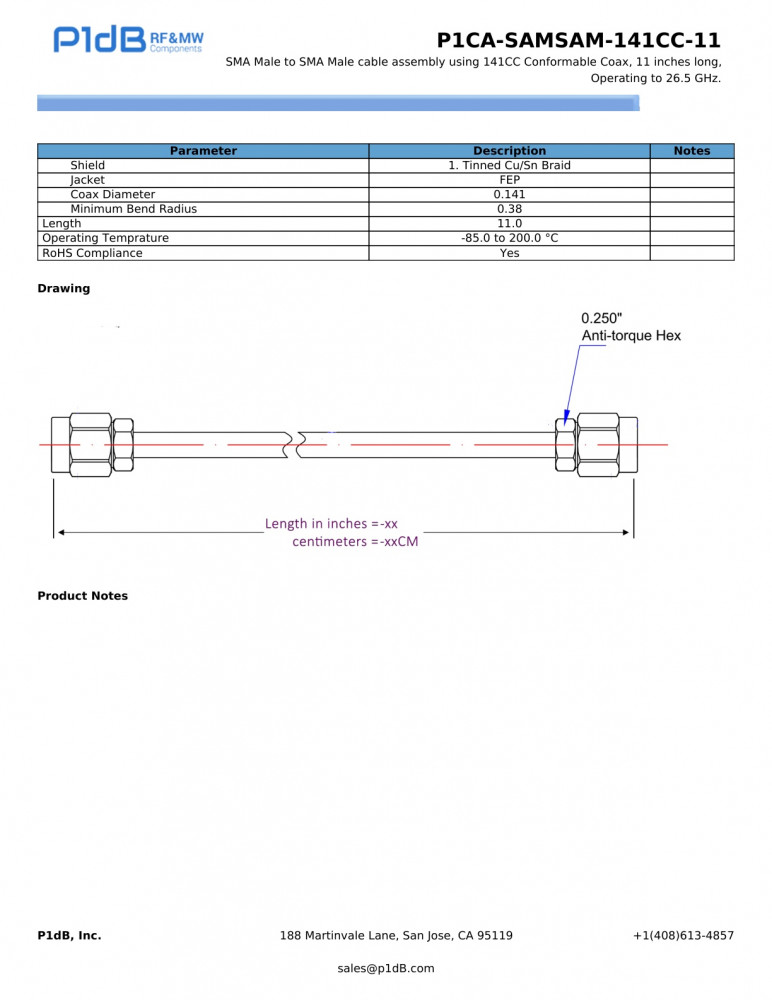 P1CA-SAMSAM-141CC-11 product document image, page 2