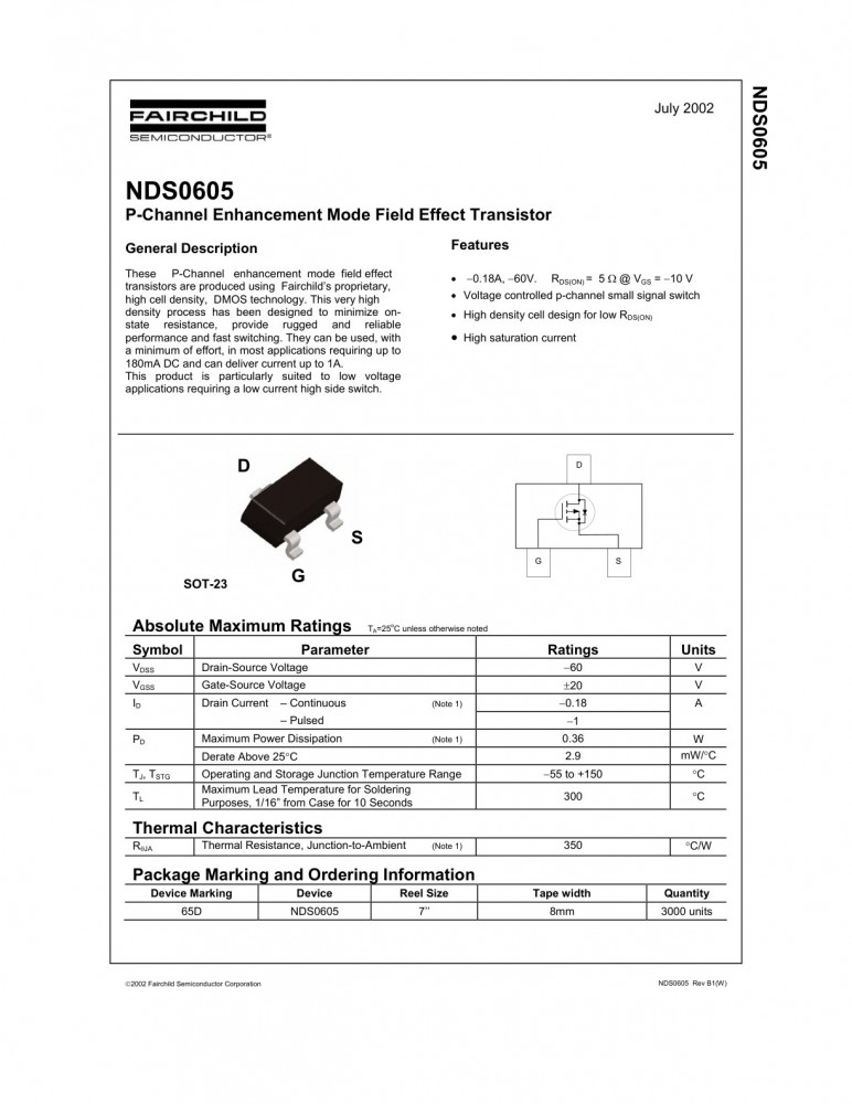 NDS0605 datasheet page 2
