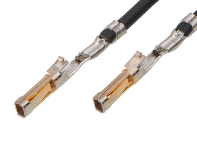 Pre-Crimped Lead SL Female-to-SL Female, Gold (Au) Plating, 225.00mm Length, 24 AWG, Red
