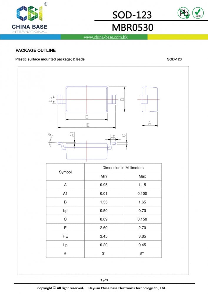 MBR0530 datasheet page 3
