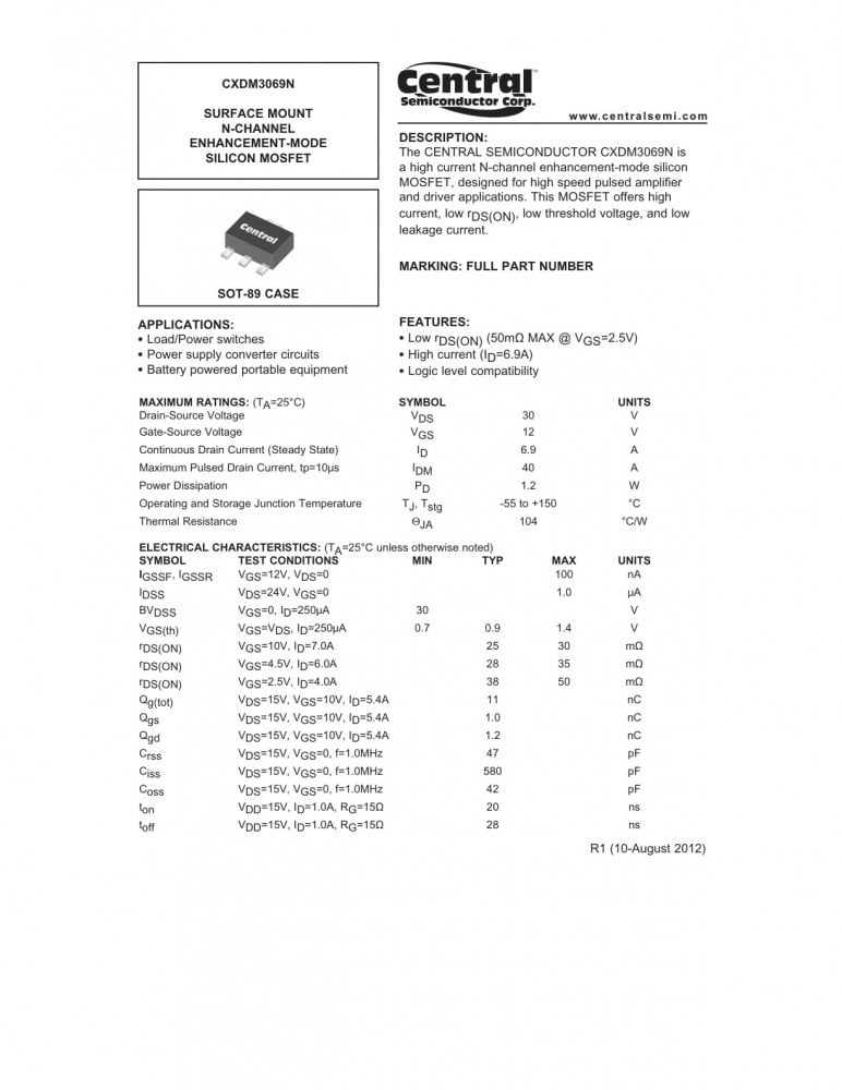 CXDM3069N datasheet page 1