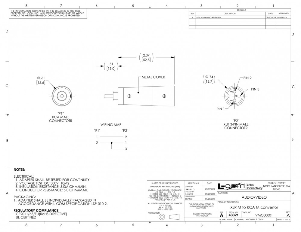 L-com VMC00001 technical drawing preview