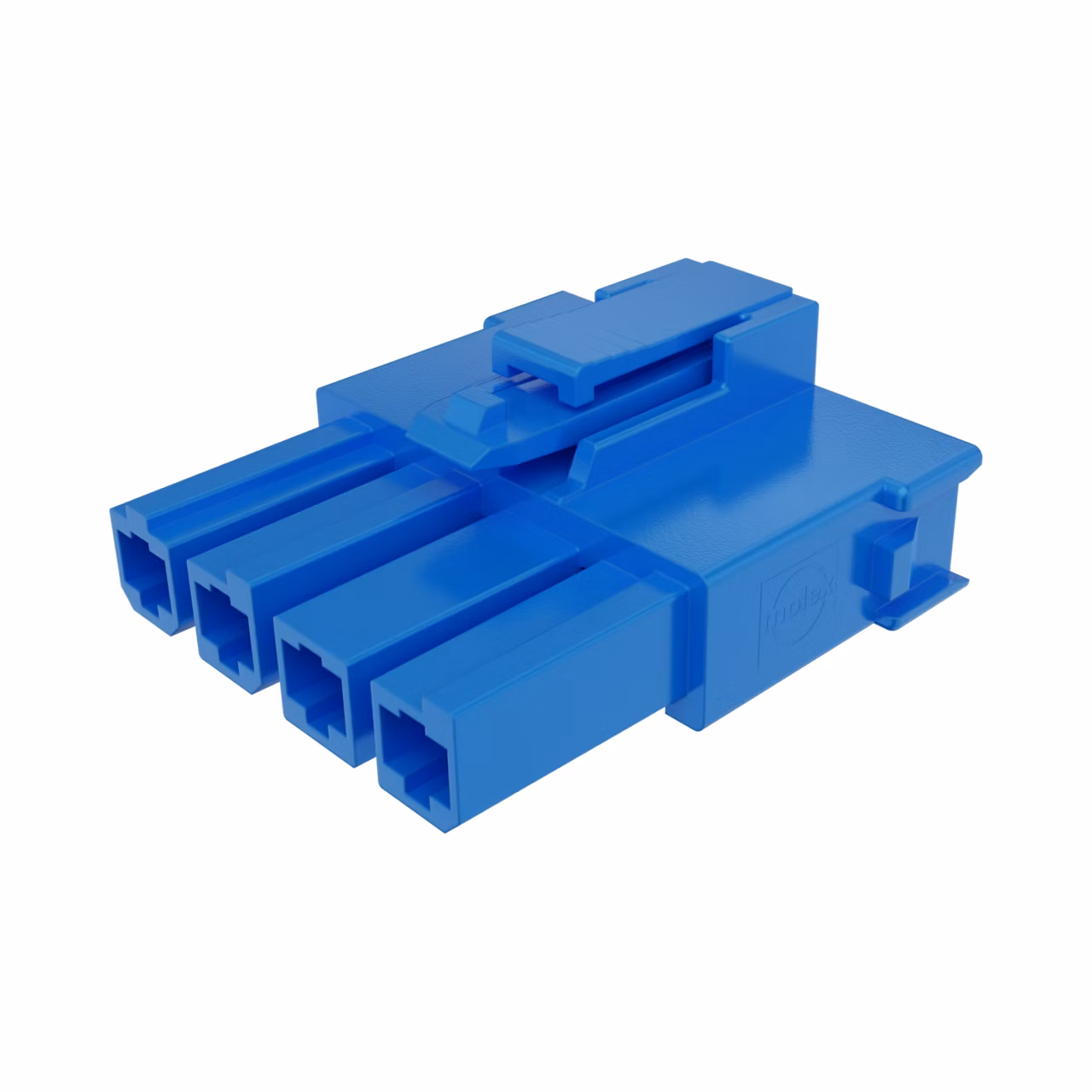 Mega-Fit ColorLock Tangless TPA-Capable Receptacle Housing, Single Row, 4 Circuit, UL 94V-0, Glow-Wire Capable, Blue for sale