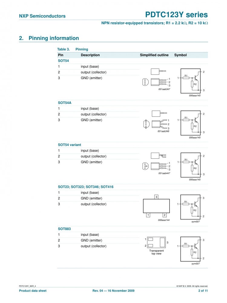 PDTC123Y datasheet page 3