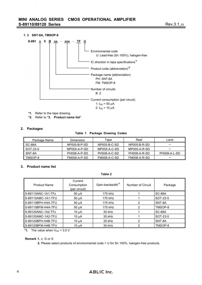 ABLIC S-89120 series datasheet page 4