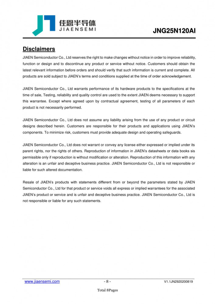JNG25N120AI datasheet page 8