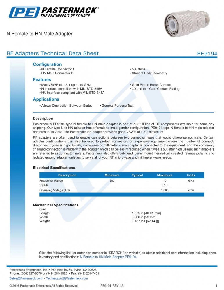 PE9194 datasheet page 1