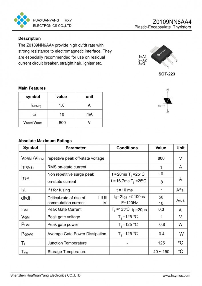 Z0109NN6AA4-HXY datasheet page 1
