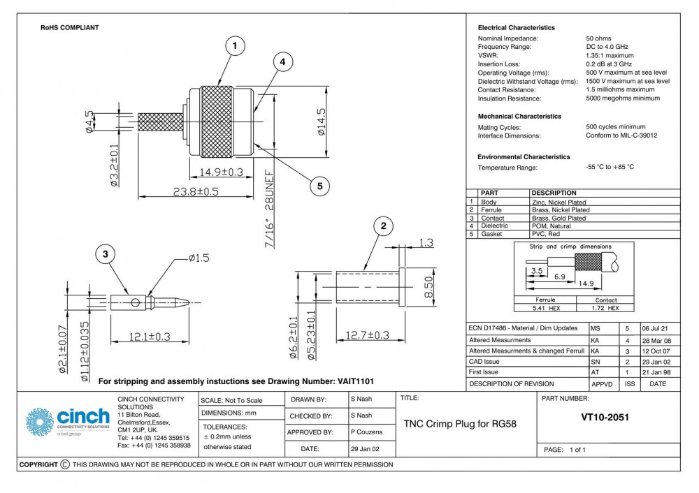 CINCH VT10-2051 product drawing